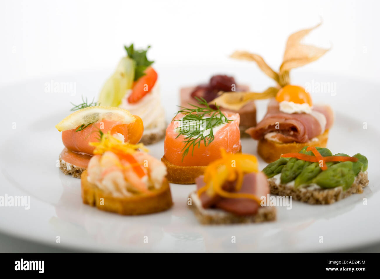 Canapes on plate Stock Photo - Alamy