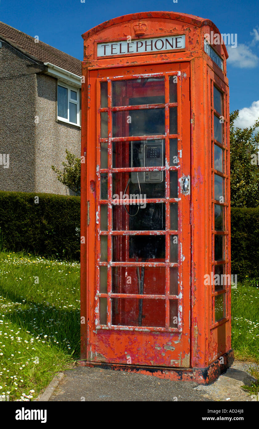 Grungy British telephone box Stock Photo - Alamy