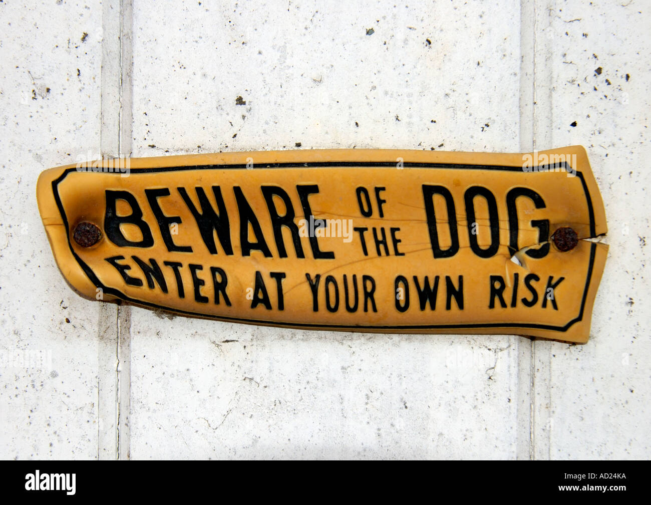 Beware of the Dog ... distorted Stock Photo - Alamy