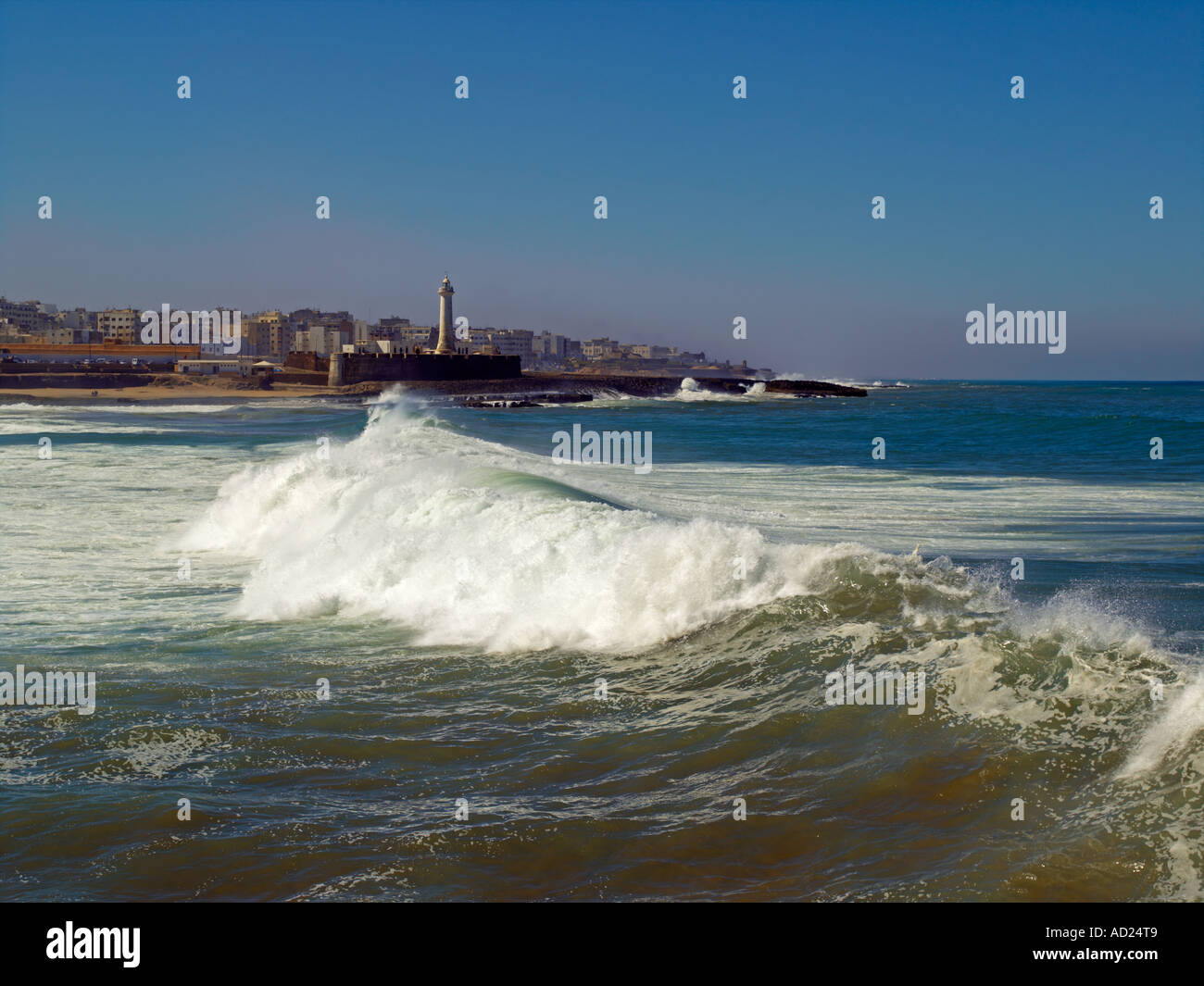 Breaking sea on the coast of Rabat Stock Photo - Alamy