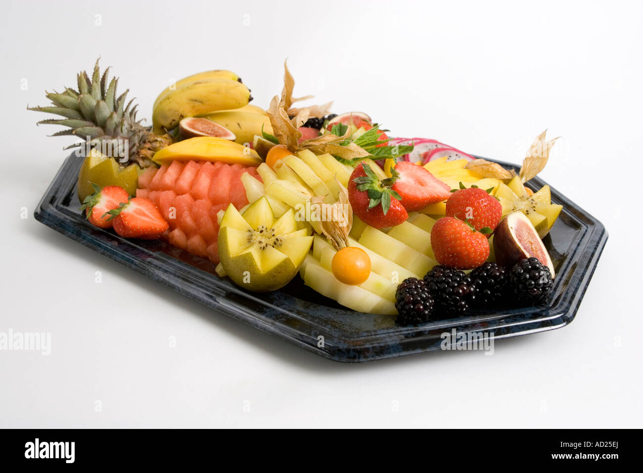 Selection of fruit on tray Stock Photo - Alamy