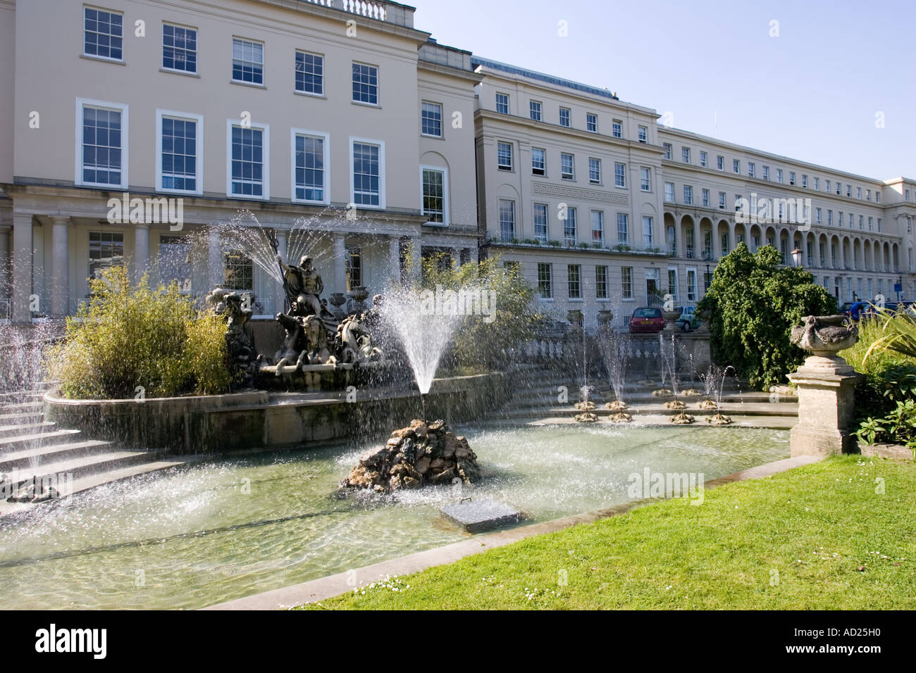 Neptunes Fountain in Cheltenham Promenade with Cheltenham Borough ...