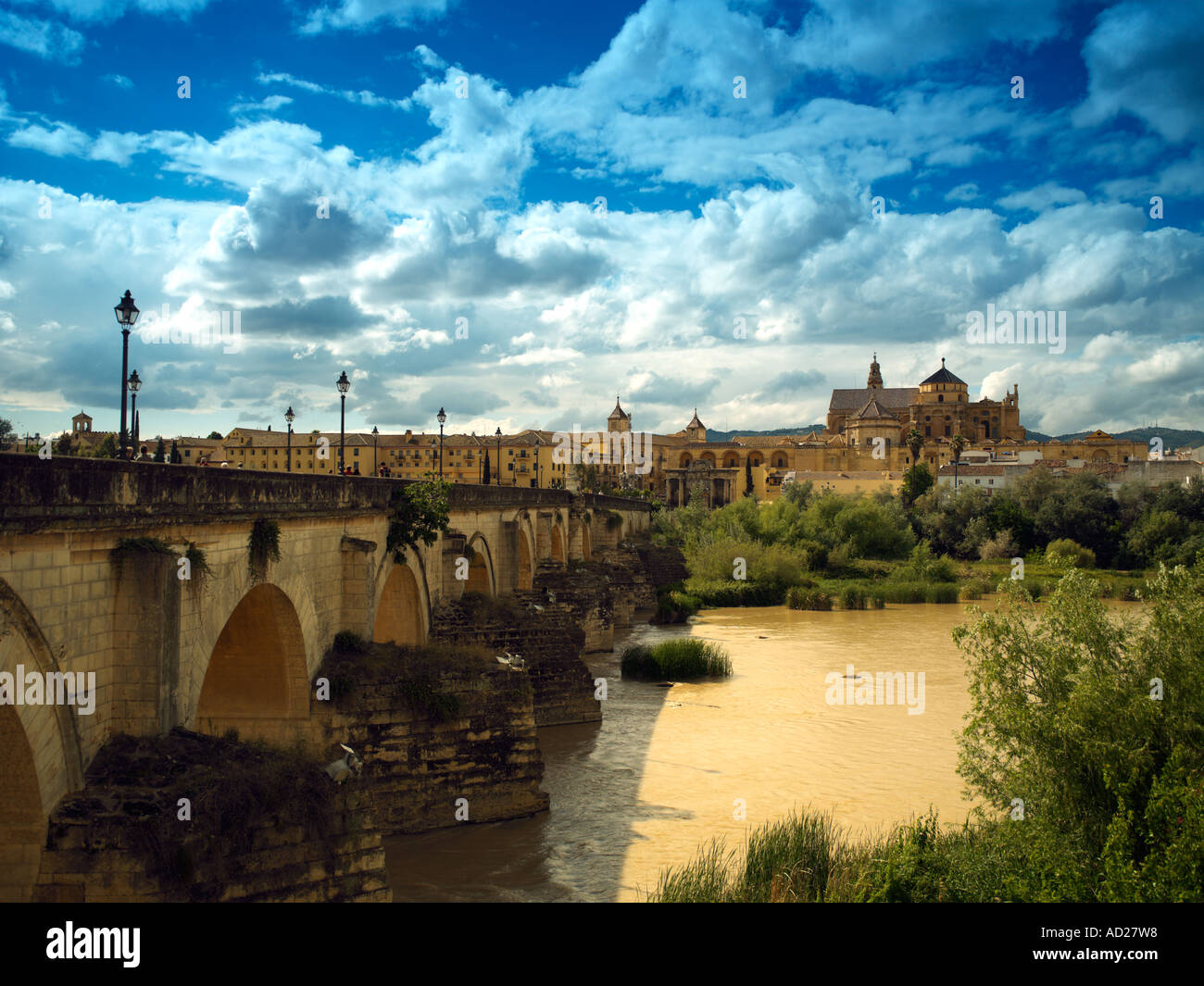 Medieval city and bridge Stock Photo - Alamy