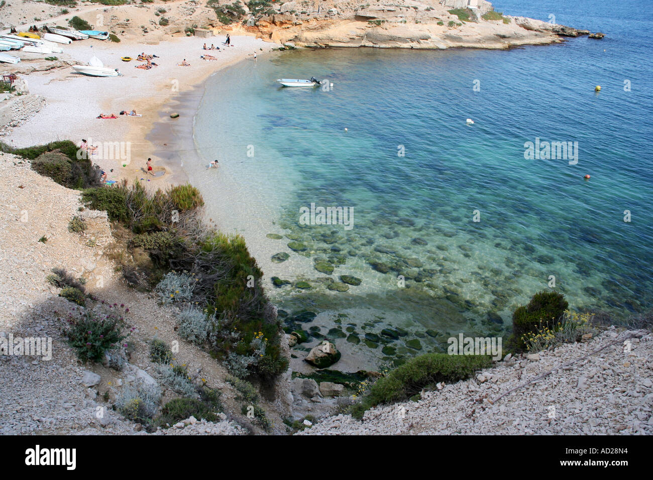 beach and crystal water on frioul island, marseille Stock Photo - Alamy