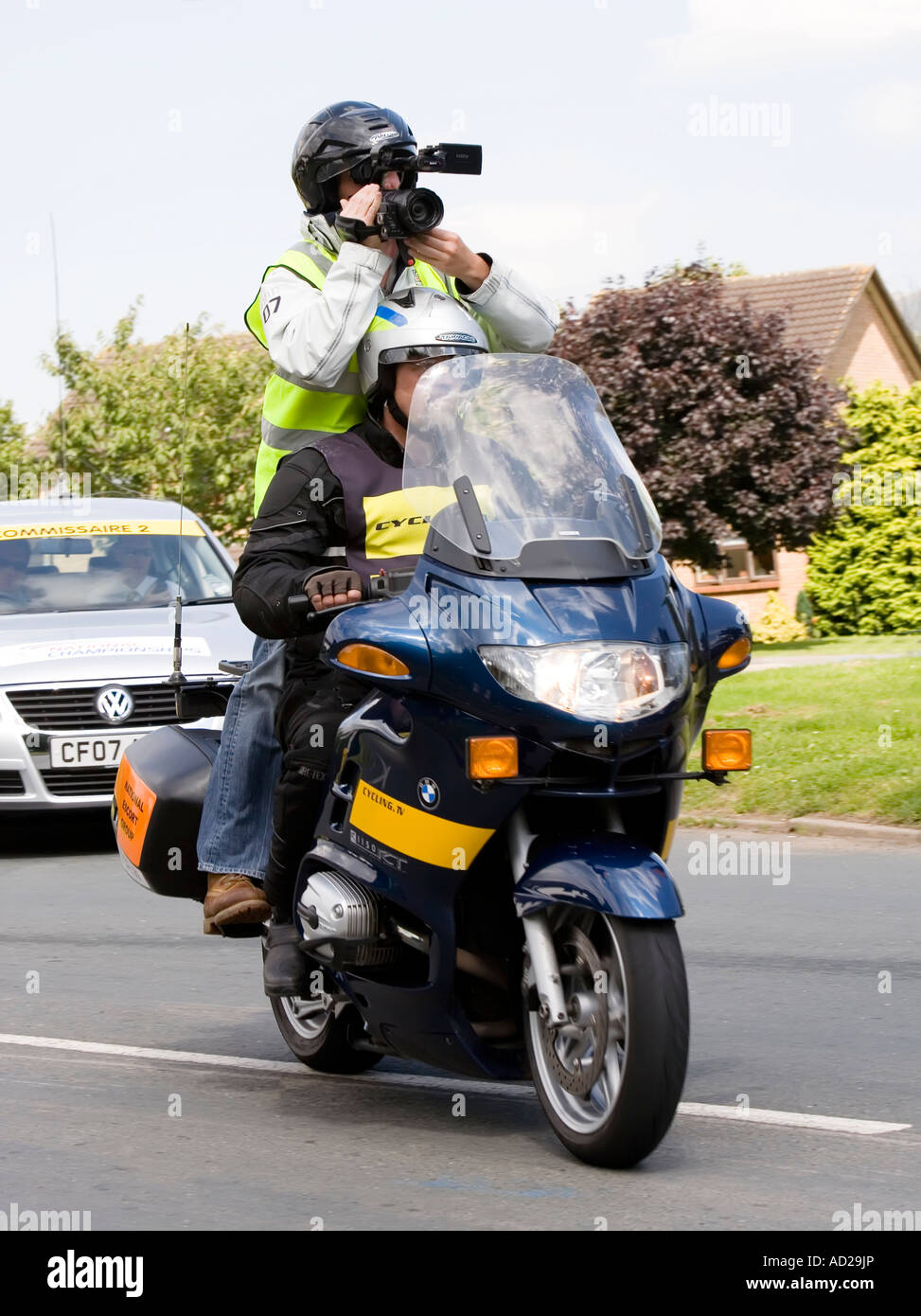 Filming a cycle race from the back of a moving motorbike Abergavenny ...