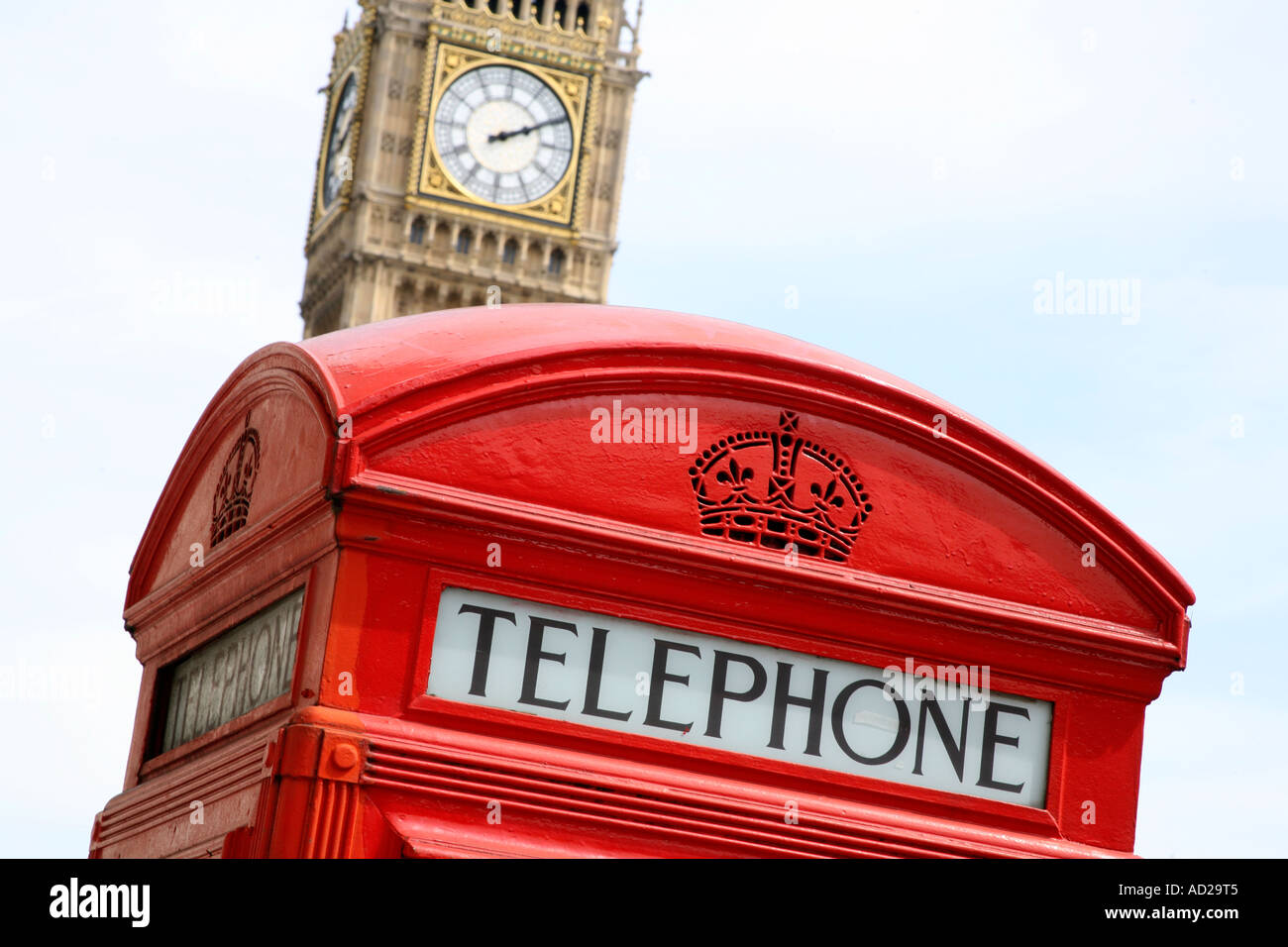 Red London telephone box in Parliament Square London England Stock ...