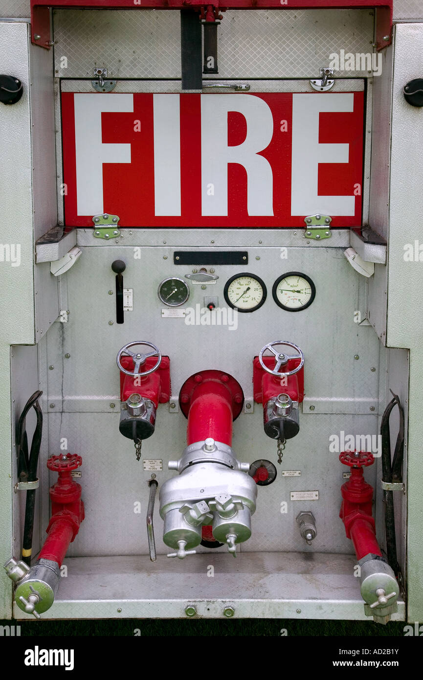 Pumps and valves on a Fire truck Stock Photo - Alamy