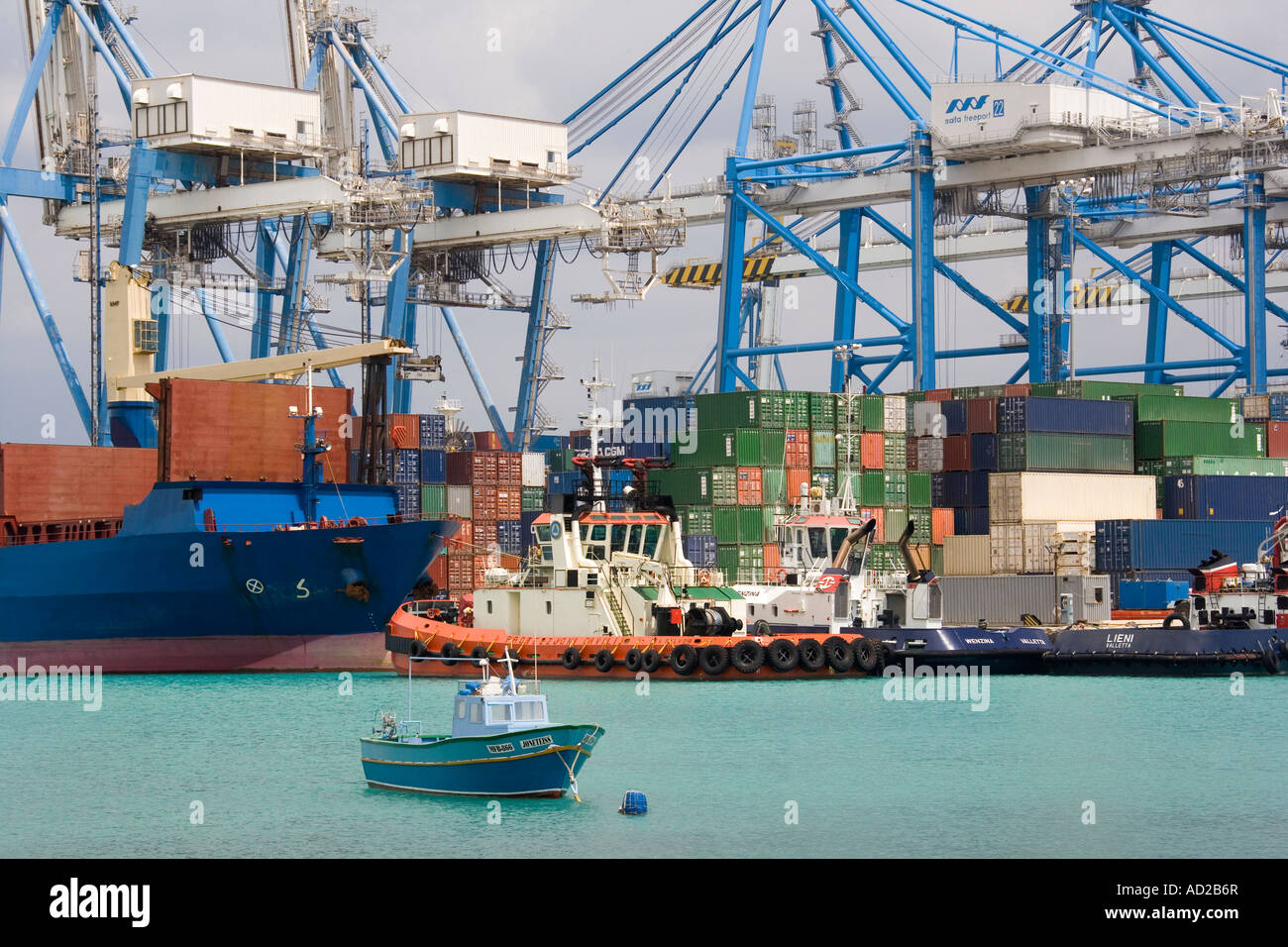 Malta Freeport Container port in Pretty Bay on the Island of Malta ...