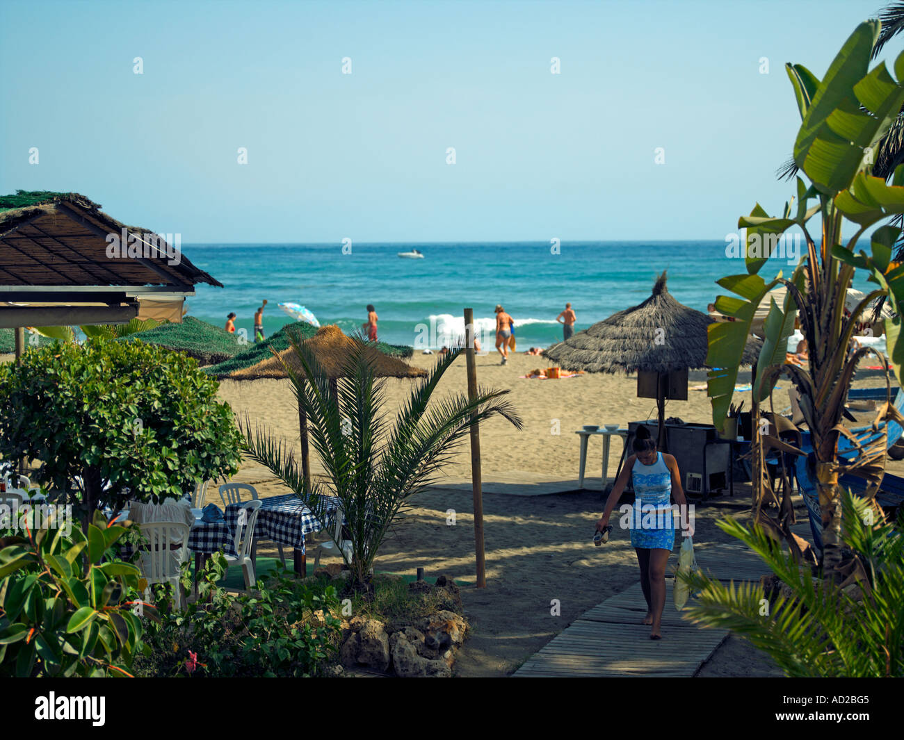 Venus Beach in Marbella Stock Photo - Alamy