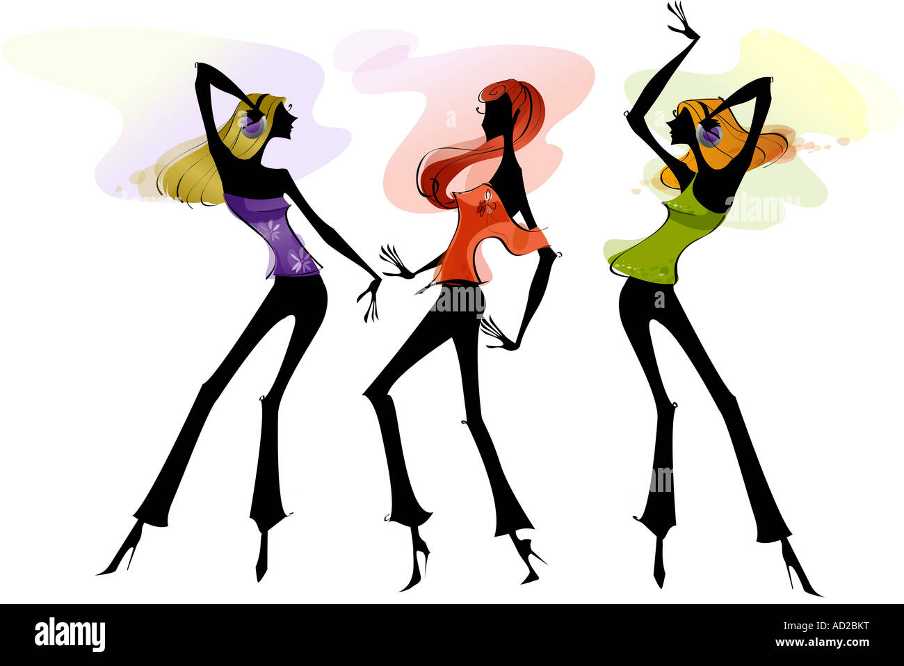 Three women dancing Stock Photo - Alamy