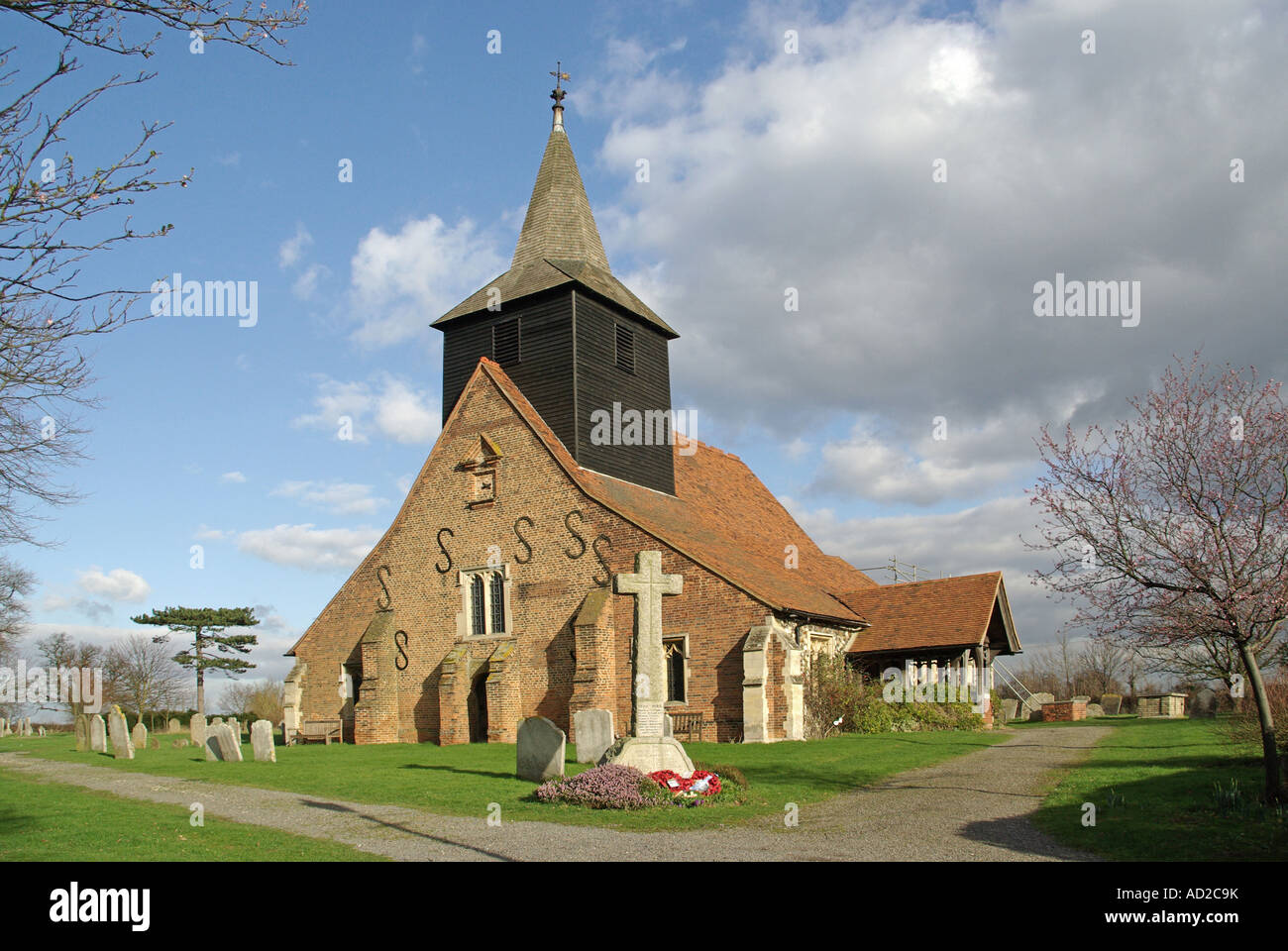 Mountnessing Parish Church and tower with S shaped tie irons on gable ...