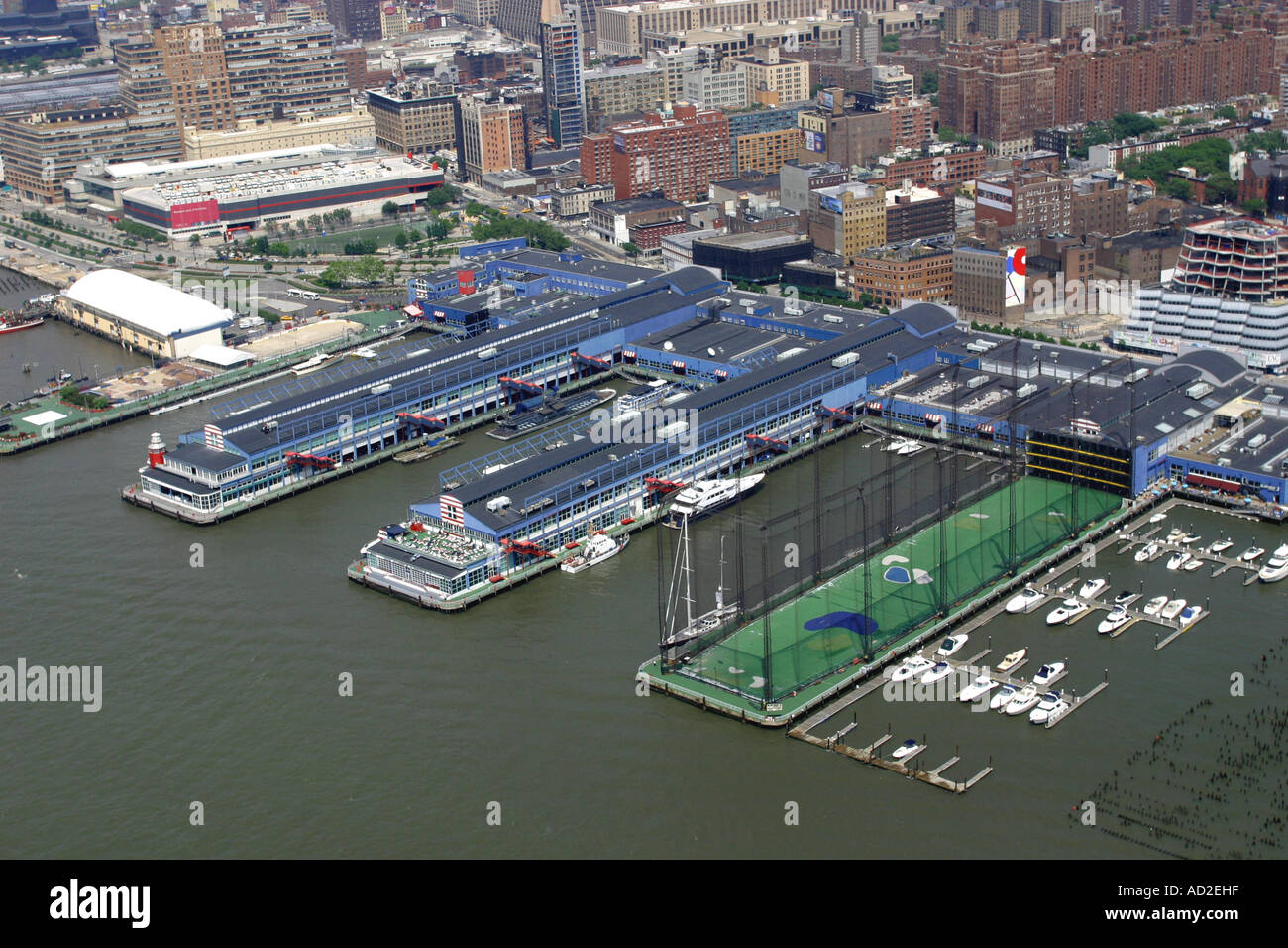 Aerial view of Chelsea Piers on Hudson River, New York City, U.S.A ...