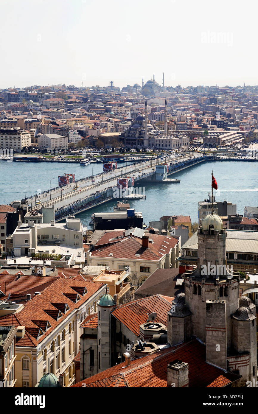 a view of Istanbul over the golden horn river and Galata bridge Stock ...