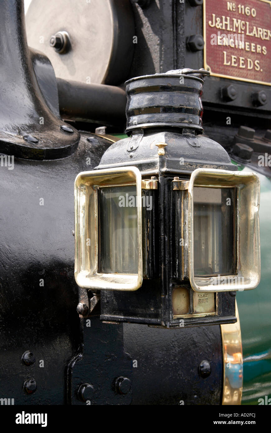 Headlamp of a steam traction engine at a steam rally, Hampshire ...