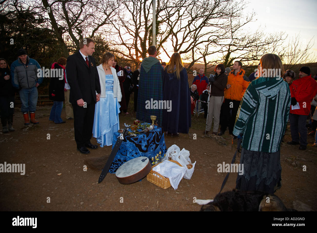 Pagan Handfasting Wedding Ceremony in Wales, UK Stock Photo - Alamy