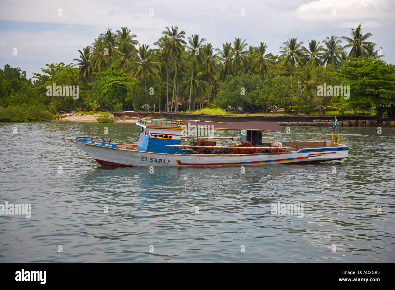 Fishing Boat near Tasik Ria Resort in Sulawesi, Indonesia Stock Photo ...
