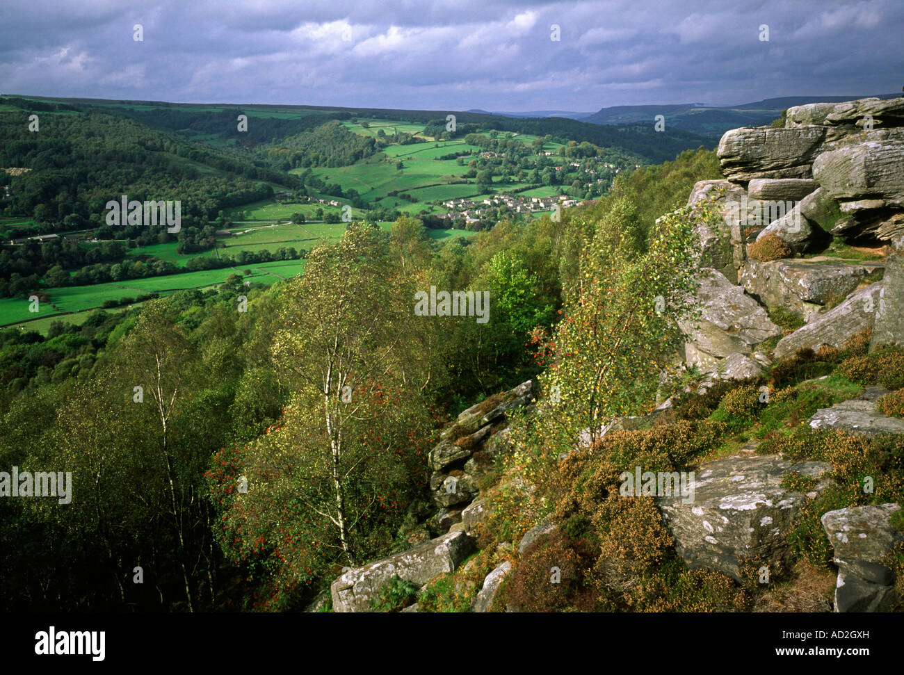 View of Froggatt Edge in the Peak District National Park Derbyshire ...