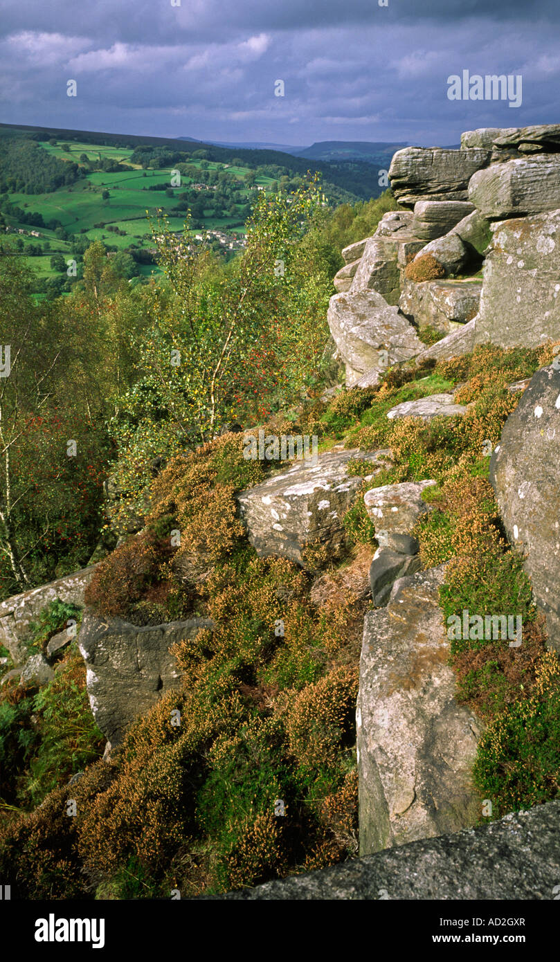 View of Froggatt Edge in the Peak District National Park Derbyshire ...