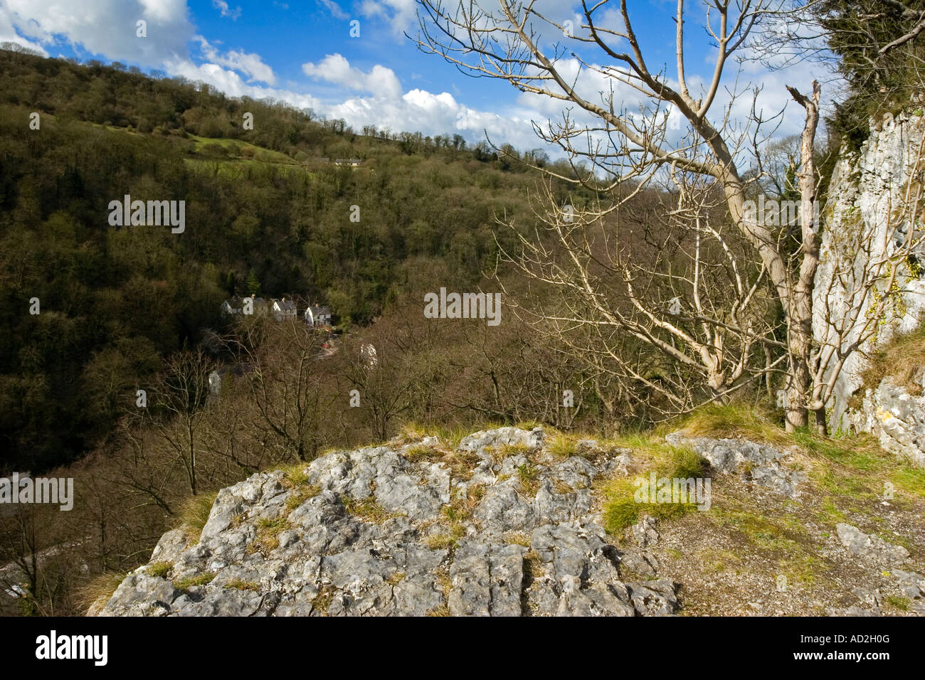 View of High Tor a rocky gorge in the Derwent Valley at Matlock Bath ...