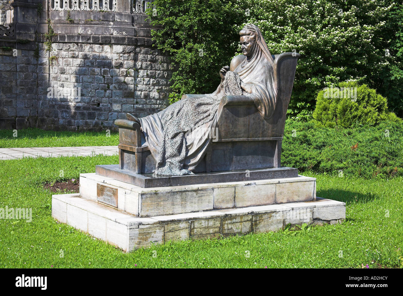 Queen Elisabeta Carmen Silva statue, Peles Castle, Sinaia, Transylvania ...