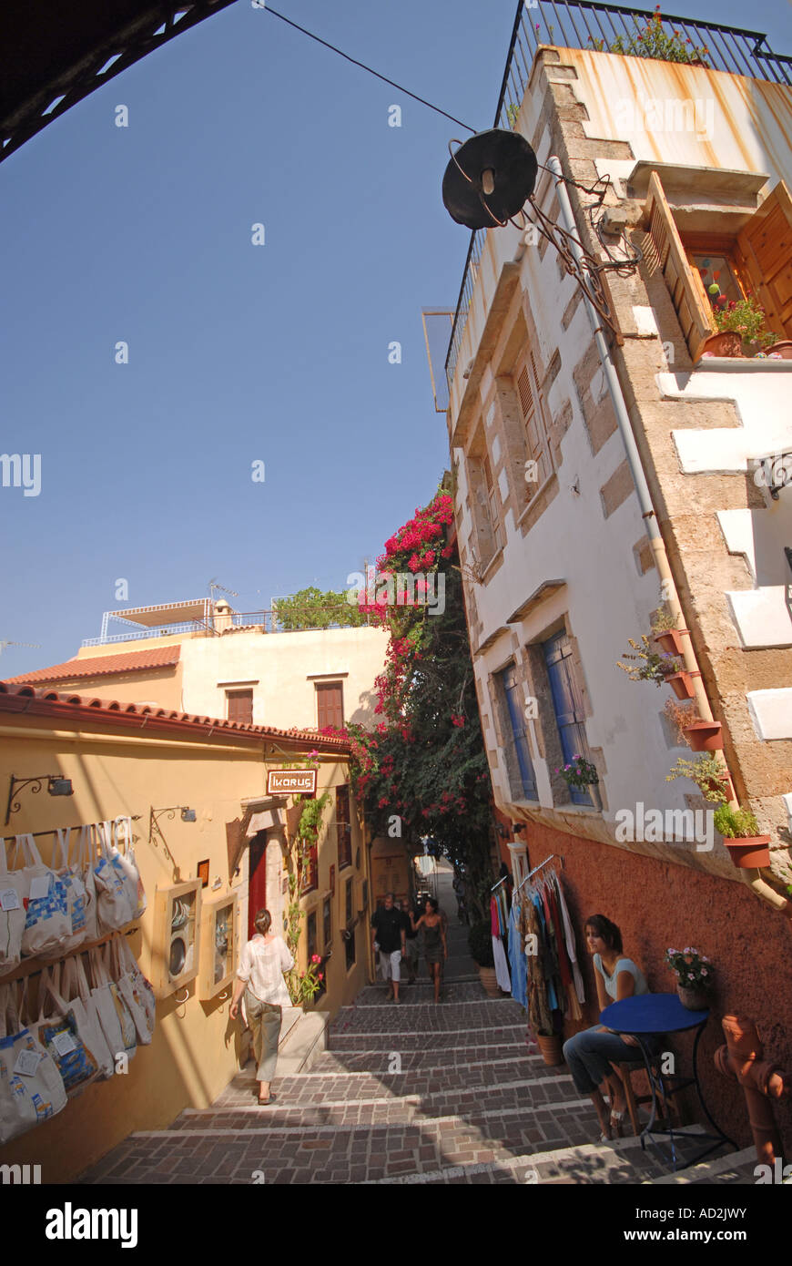 CRETE Street near the outer harbour in Hania Stock Photo - Alamy