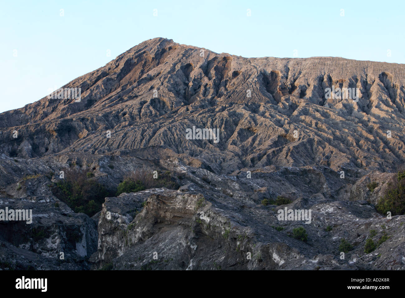 The barren volcanic landscape of Gunung Bromo at dawn east Java ...