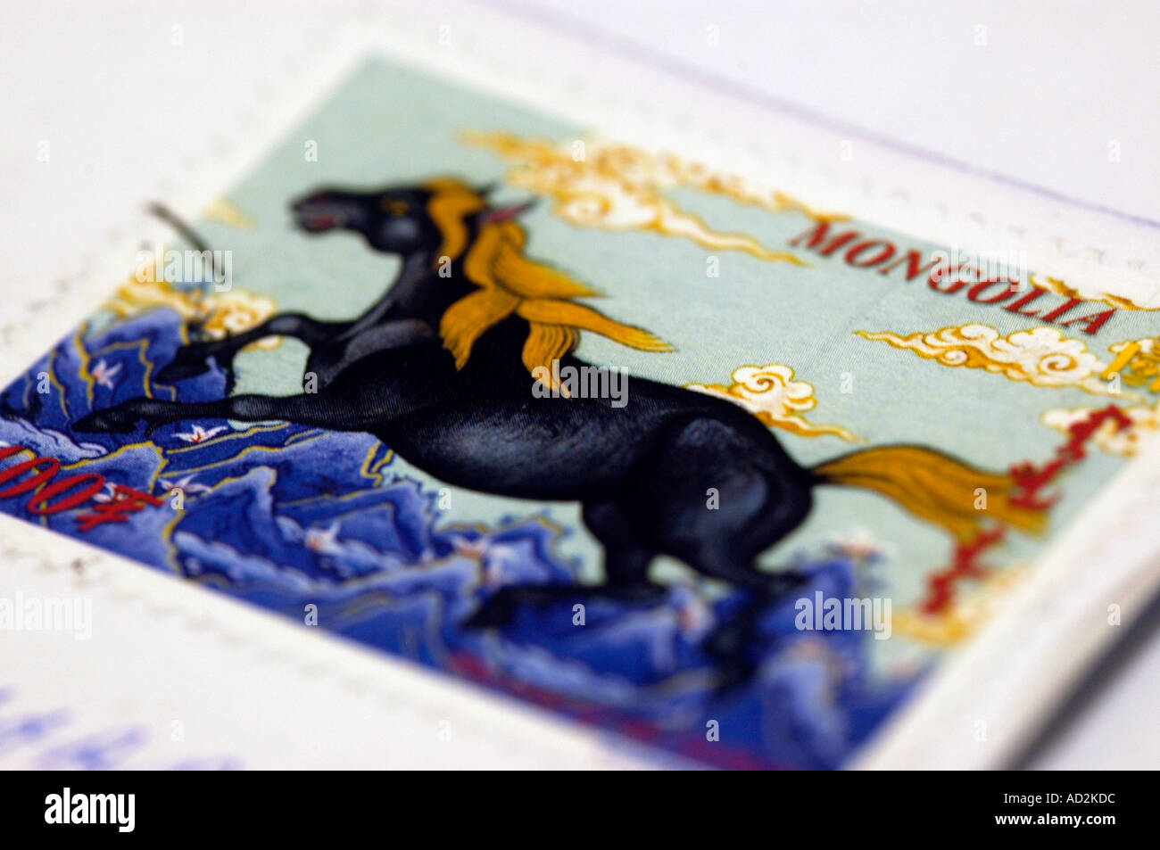A postage stamp from Mongolia on a postcard Stock Photo - Alamy