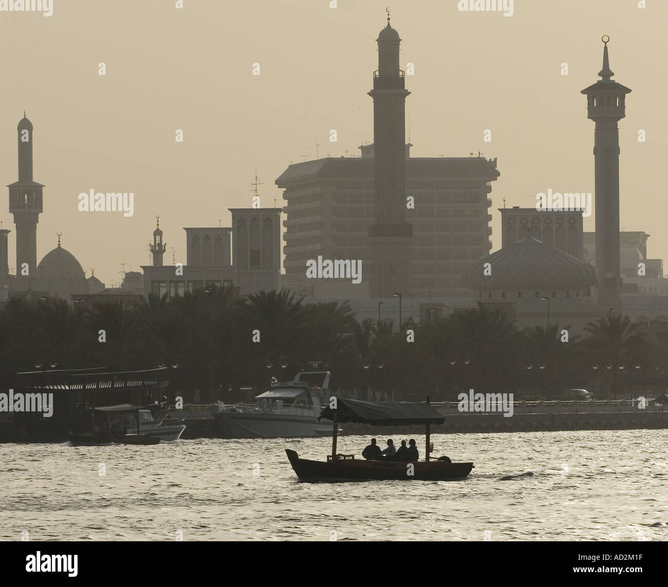 Traditional Abra boat in the creek of Dubai United Arab Emirates Stock ...