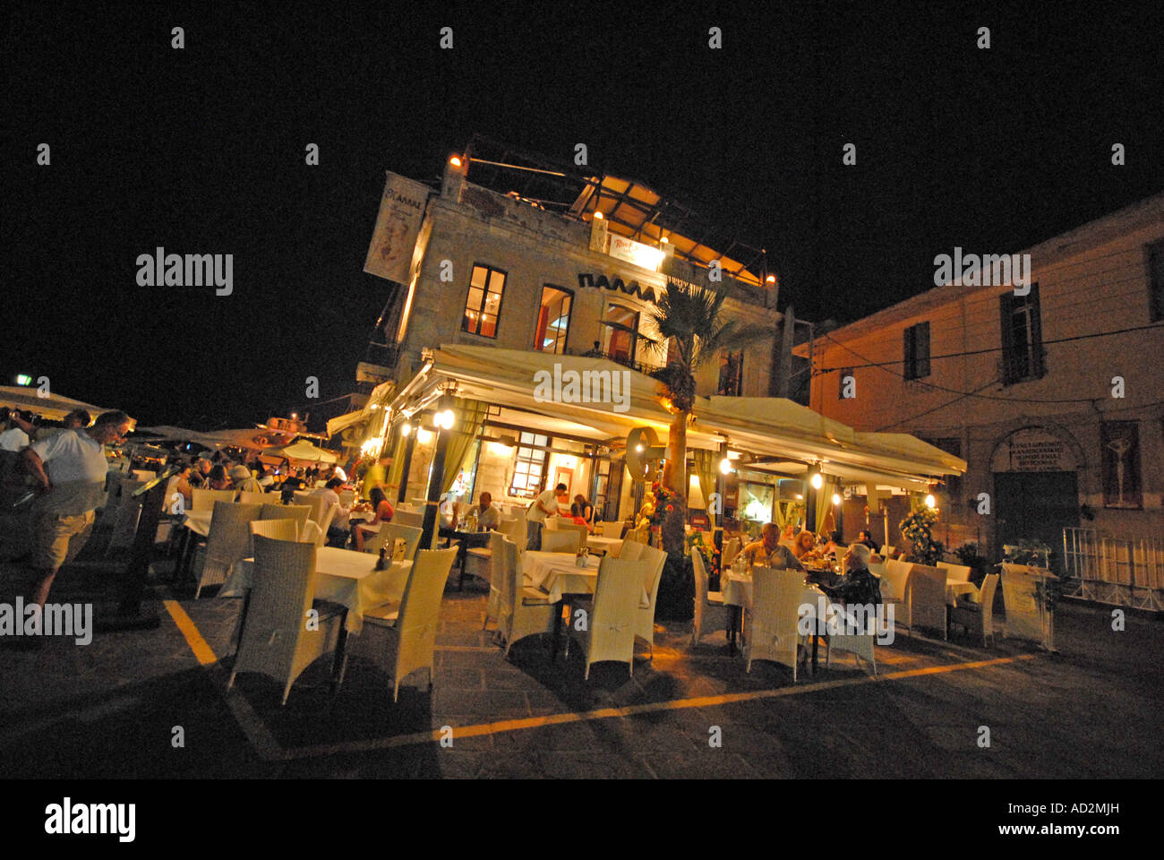 CRETE Restaurant by the inner harbour in Hania Stock Photo - Alamy