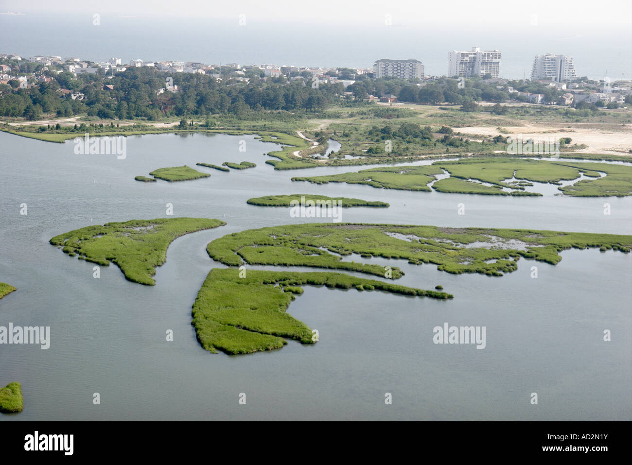 Virginia Beach,Ocean Park,Lynnhaven River,Chesapeake Bay,aerial ...