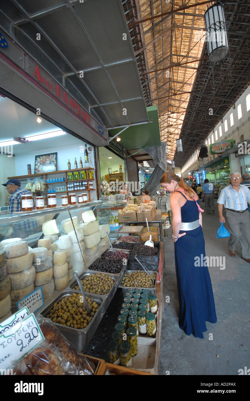 CRETE The central covered market in Hania Stock Photo - Alamy