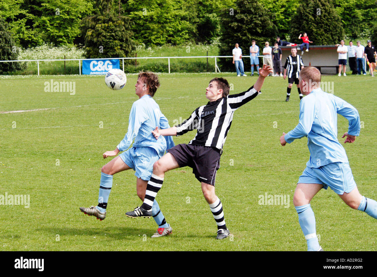 Teenage High School Boys play an inter-School Soccer game Stock Photo ...