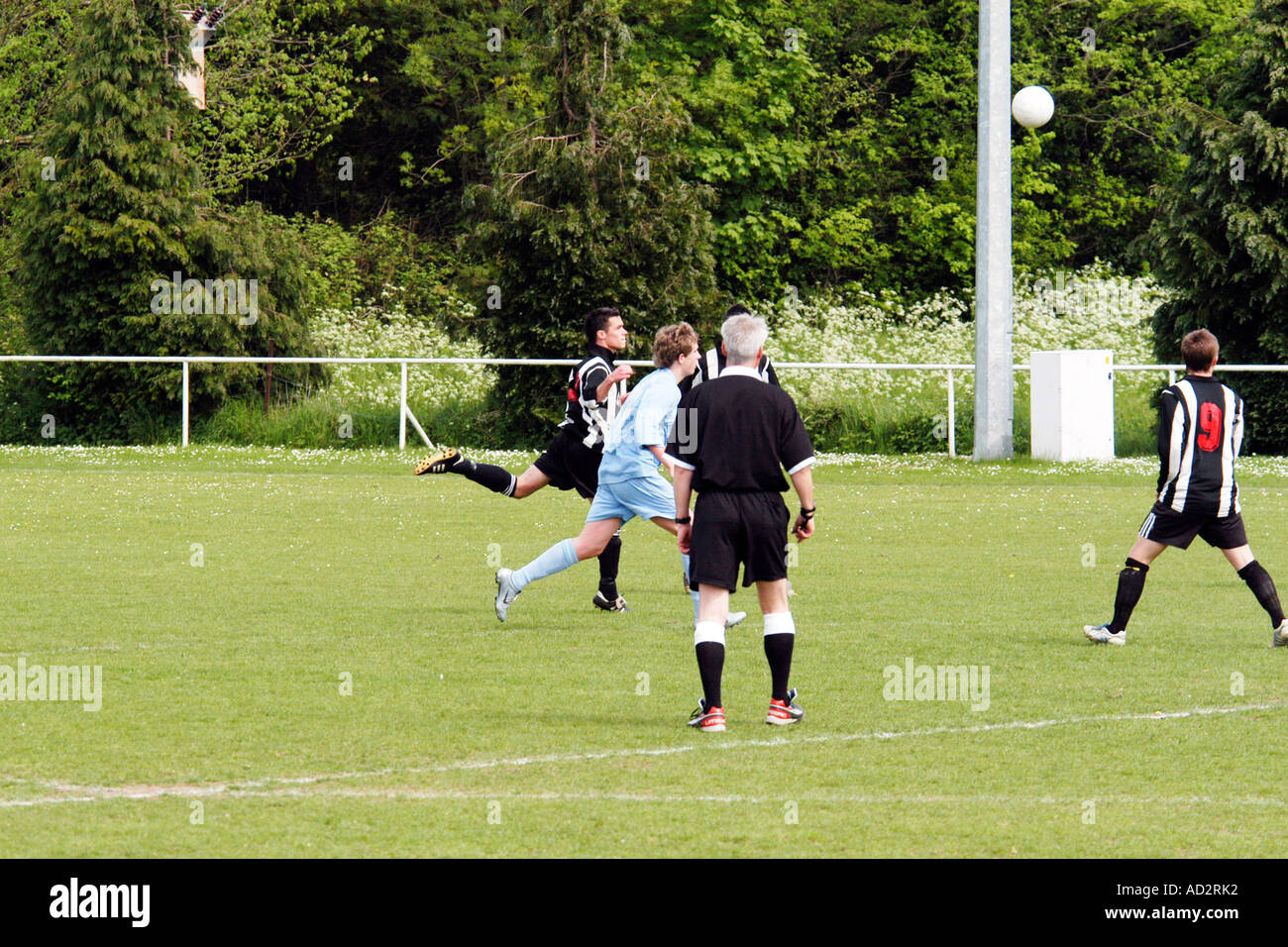 Teenage High School Boys play an inter-School Soccer game Stock Photo ...