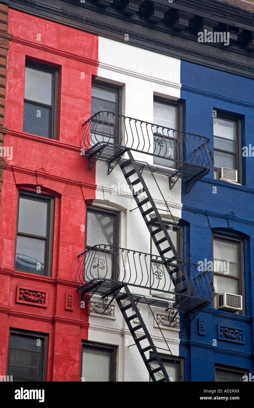 American Flag colors on building 42 Street Midtown Manhattan New York ...