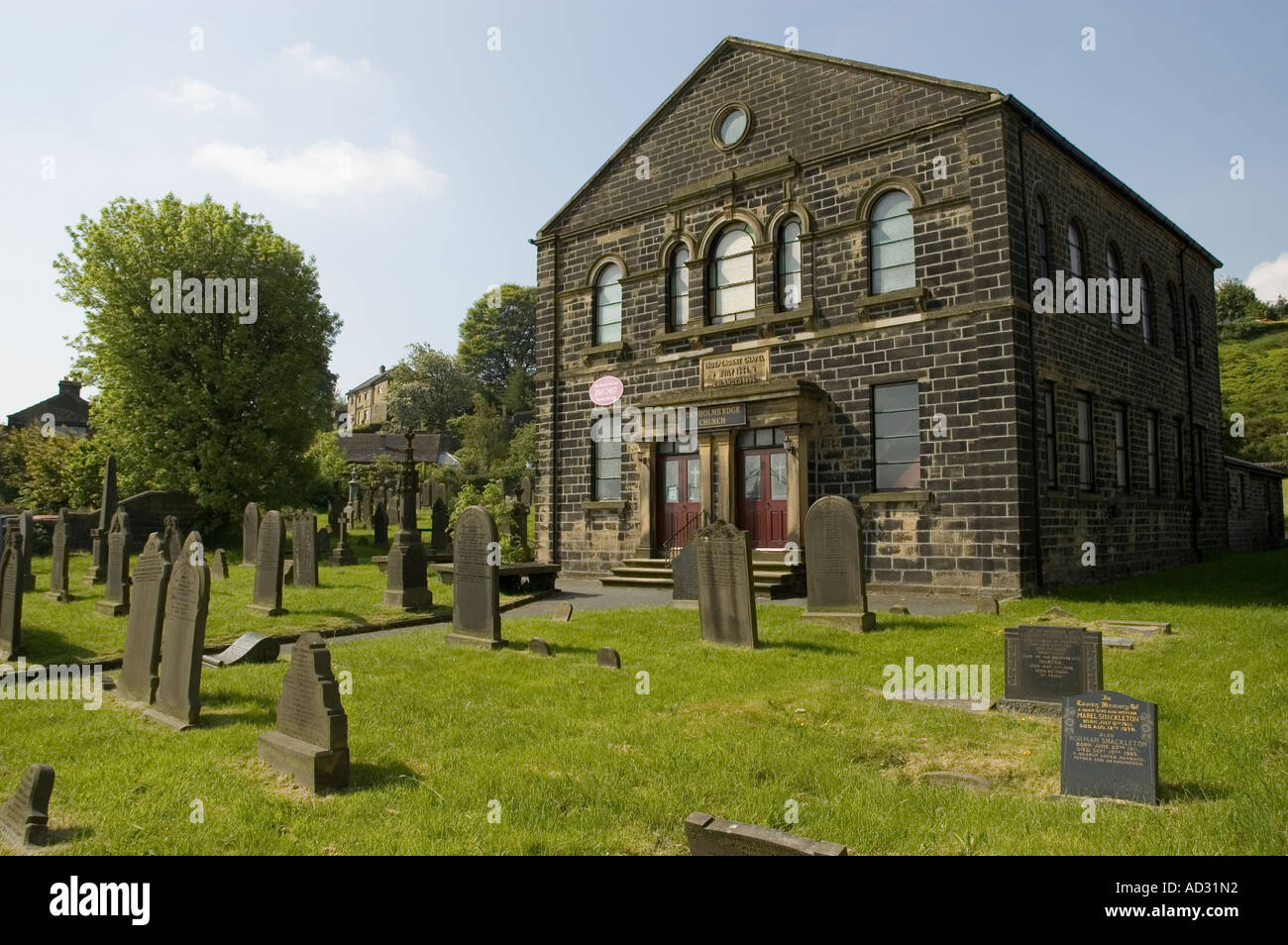 Small country church and graveyard Denholme West Yorkshire Stock Photo ...