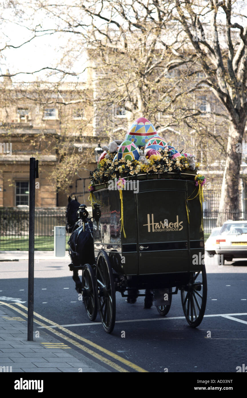 Harrods Easter Carriage drawn by horses throughout London advertising ...