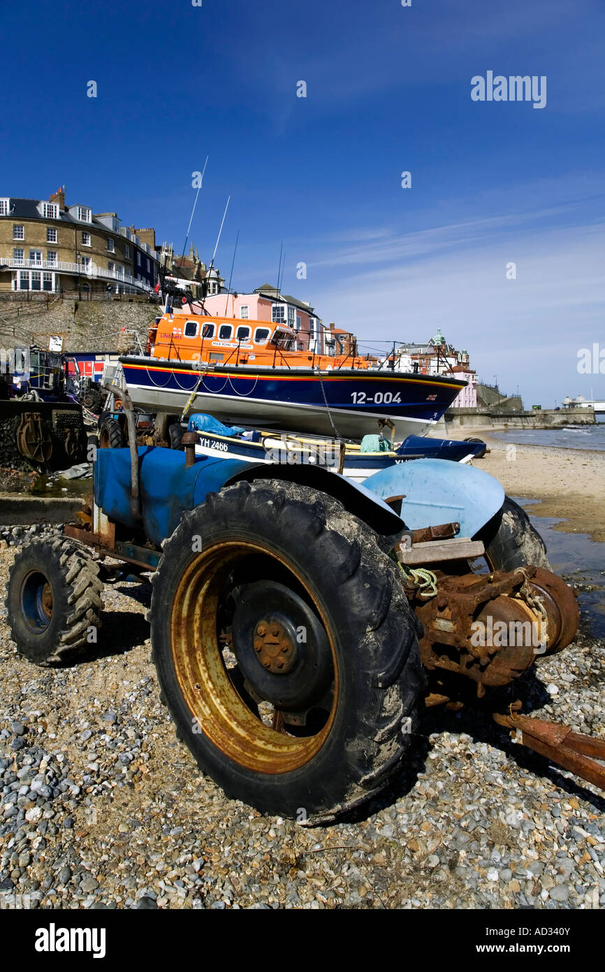Cromer seafront with lifeboat fishing vessel and launch tractor Stock ...
