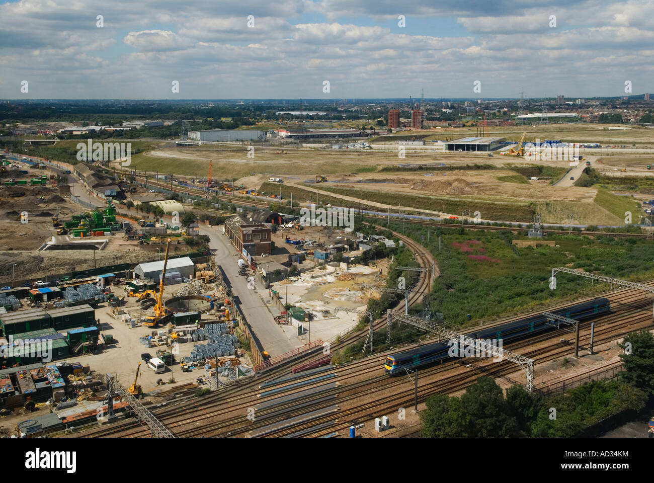Stratford, East London Olympic Games Park 2000s UK. Looking north from ...