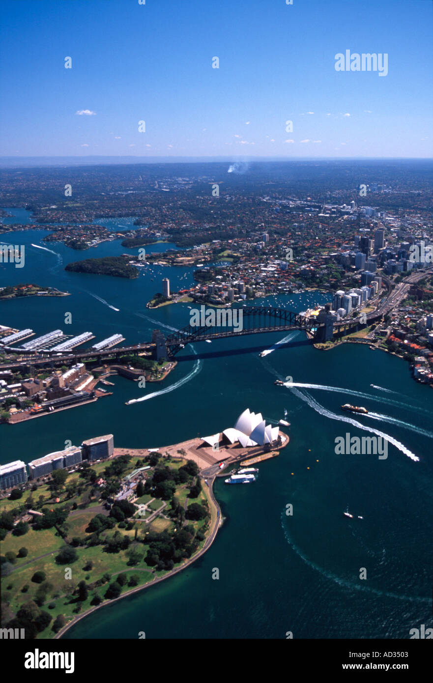 Sydney Opera House Sydney Harbour Bridge Australia aerial Stock Photo ...