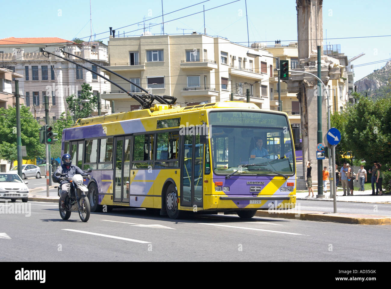 Athens single deck trolley bus service Stock Photo - Alamy