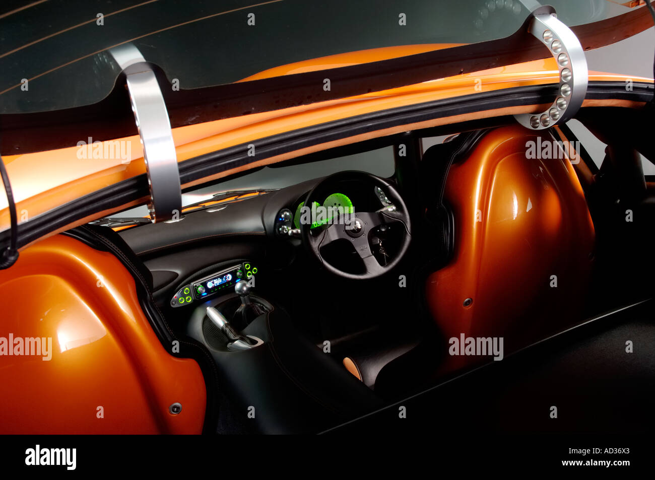 2005 TVR Sagaris in Metallic Orange - Cabin area viewed through boot ...