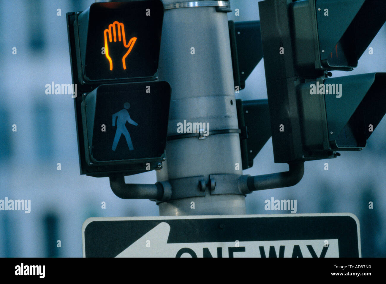 Crosswalk traffic sign signals do not walk at intersection Stock Photo ...