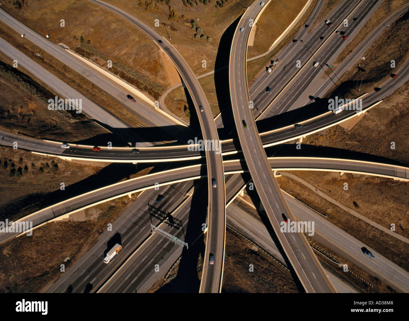A cloverleaf interstate highway intersection from above Stock Photo - Alamy