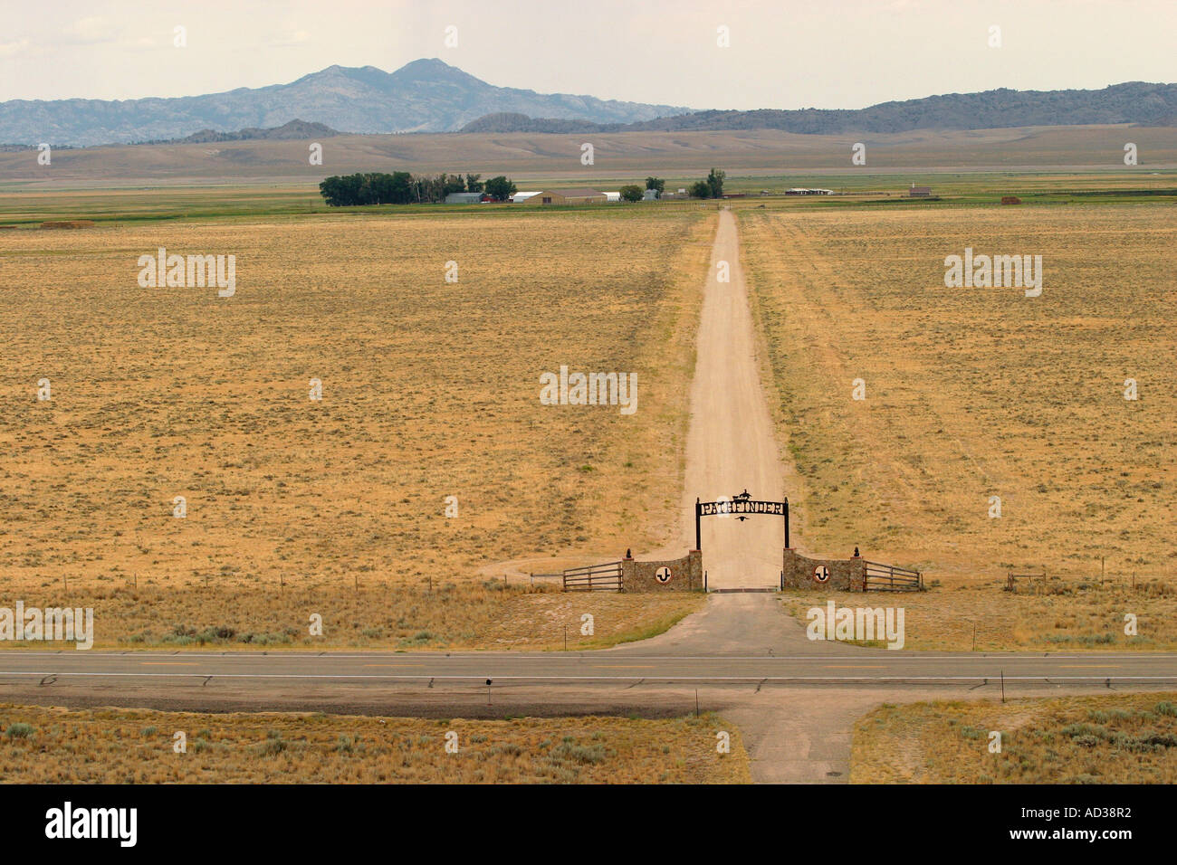 Entryway to the Pathfinder Ranch in Wyoming, USA Stock Photo: 7594353 ...