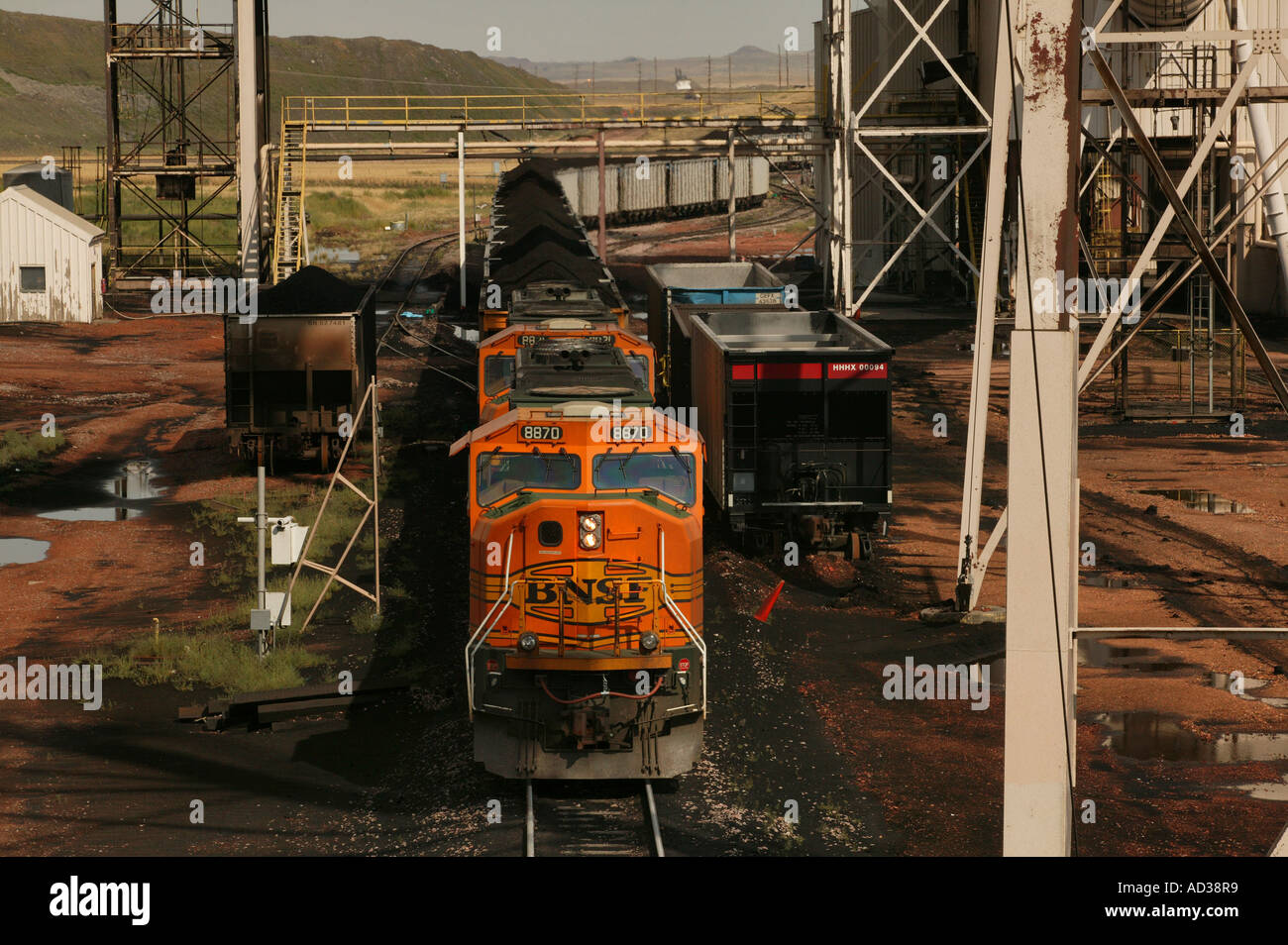 Train being loaded with coal at the Black Thunder coal mine near ...
