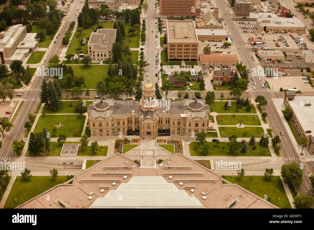 Aerial of state capitol building in Cheyenne, Wyoming, USA Stock Photo ...