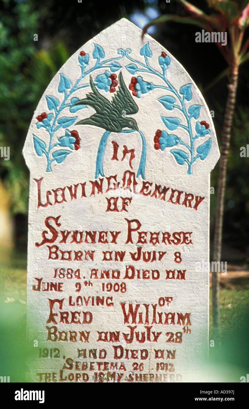gravestone, matavera church, rarotonga, cook islands Stock Photo - Alamy