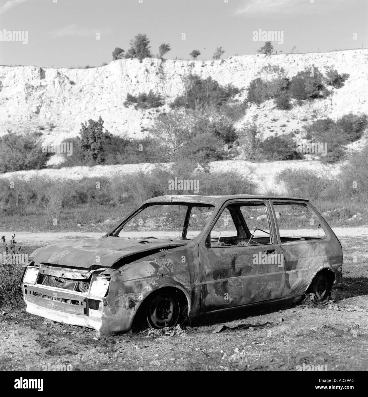 Burnt out wreck Black and White Stock Photos & Images - Alamy