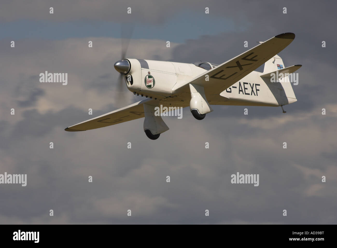 Percival Mew Gull G-AEXF in flight at Breighton Airfield, West ...