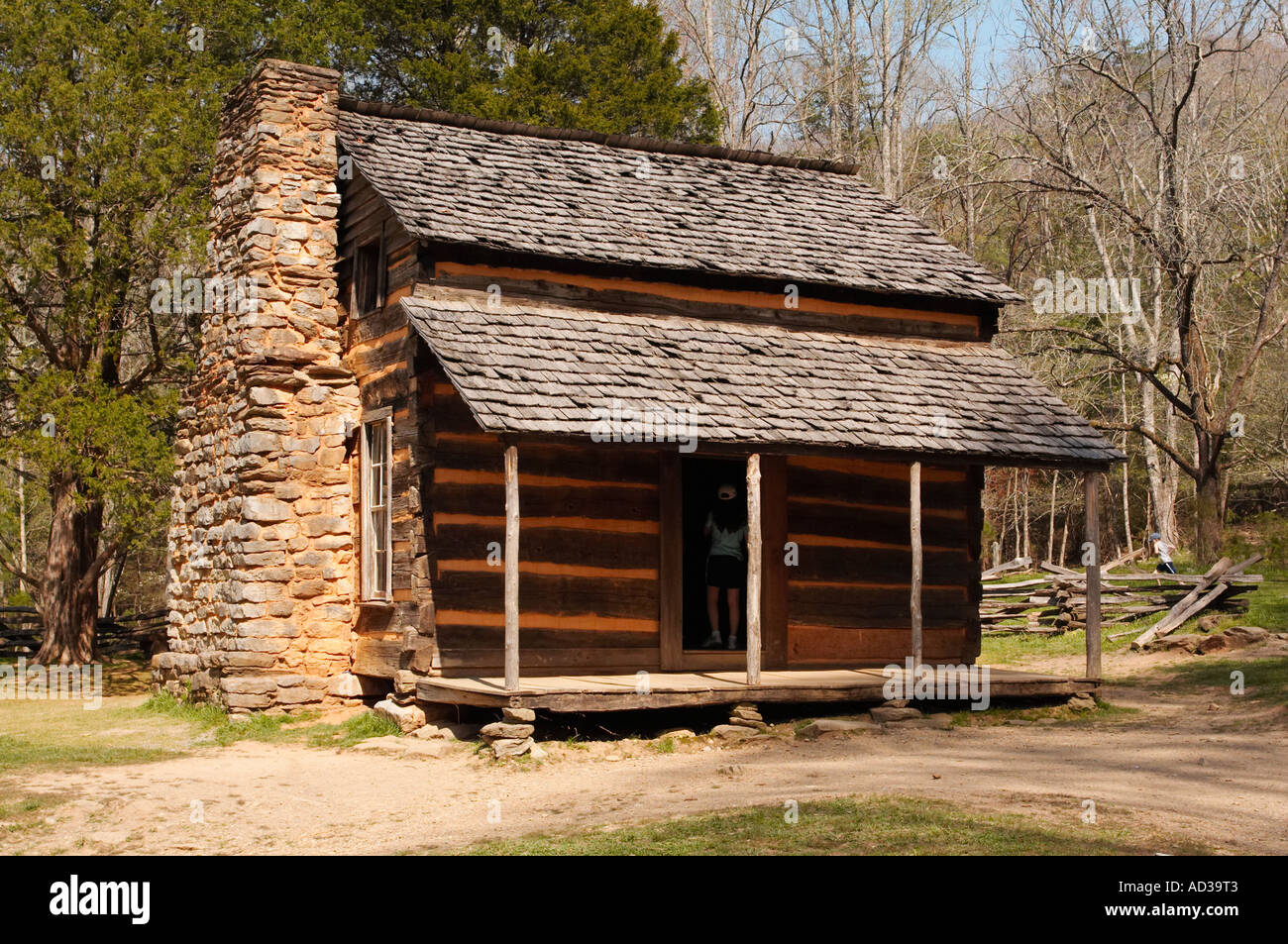 An early homestead log cabin in Cades Cove, Smoky Mountains National ...